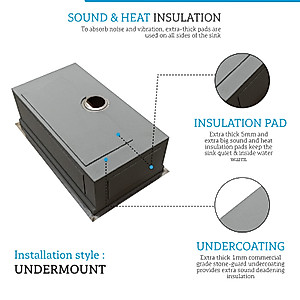 KABCO K-SSZRIS1 32 Inch 16 Guage Undermount kitchen sink Zero Radius Single Bowl stainless steel Finish kitchen sink 32"L X 19"W X 10"D Inch