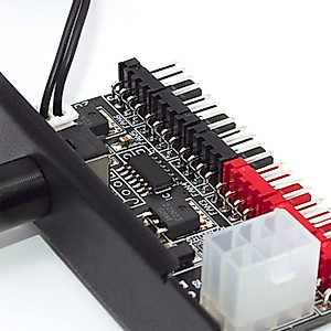 iHTP PC 8 Channels Fan Hub Knob Cooling Fan Speed Controller for CPU Case HDD VGA PWM Fan PCI Bracket 12V Fan Control,6-pin Interface Power Supply