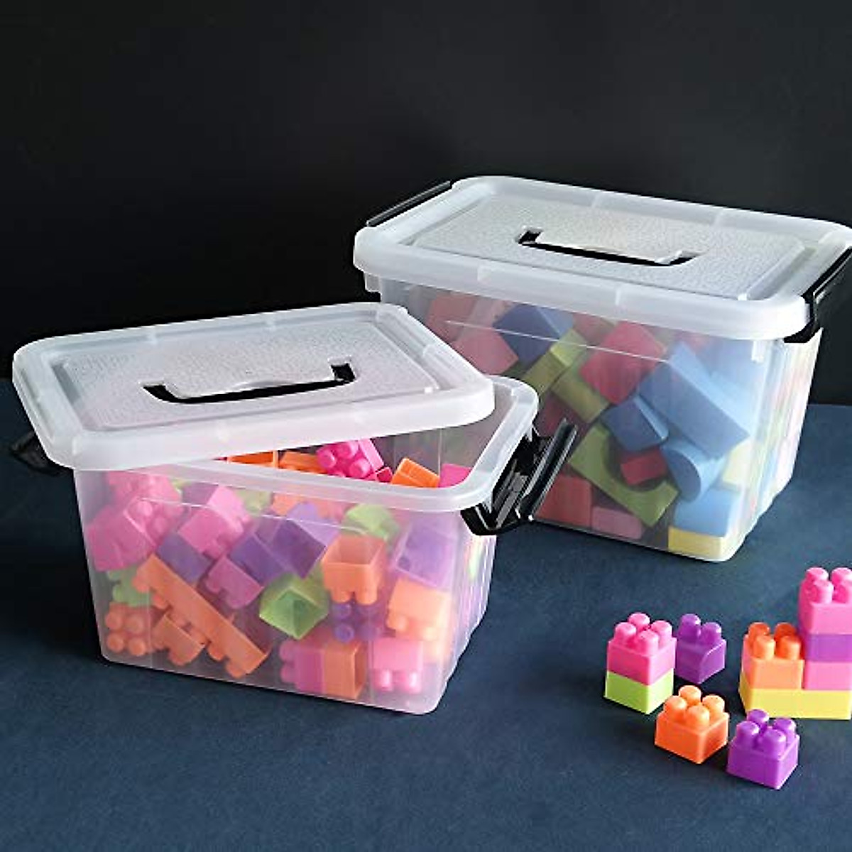 Wekioger Plastic Storage Bins for Multiuses/Clear Latching Box (12Qt, 6Qt, 3.5Qt)