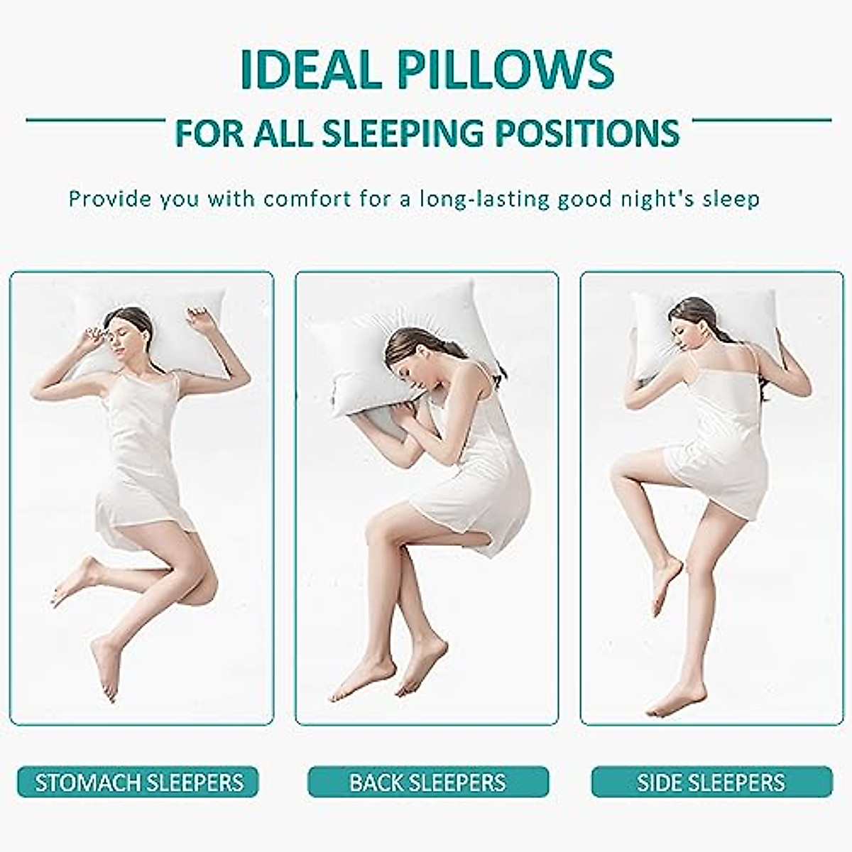 Botduck Goose Down Feather Pillows Standard Size Set of 4 Pack Hotel Collection Bed Pillow for Sleeping Medium Firm Support for Side Stomach & Back Sleepers, 20x26 Inch