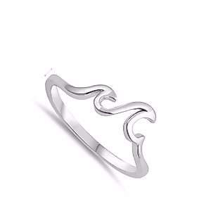 Wave Ocean Sea Tropical Nature Thumb Ring .925 Sterling Silver Band Size 4