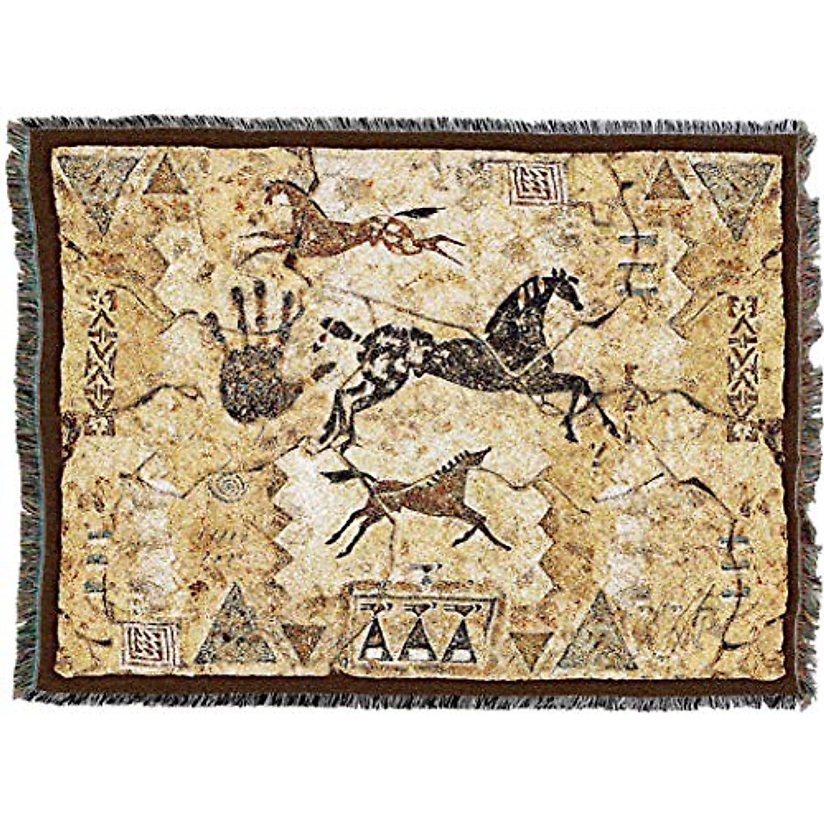 Pure Country Weavers Tlalocs Tribe Blanket by Cecilia Henle - Southwest Cave Rock Art - Gift Tapestry Throw Woven from Cotton - Made in The USA (72x54)