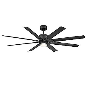 Renegade Smart Indoor and Outdoor 8-Blade Ceiling Fan 66in Matte Black with 3000K LED Light Kit and Remote Control works with Alexa, Google Assistant, Samsung Things, and iOS or Android App