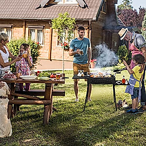 Giantex Charcoal Grill with Automatic Rotisserie Kit, 2 Folding Side Tables, Detachable Legs, Portable Chicken Roaster turkey Kabab Grill, Quick Setup for Backyard Barbecue Camping