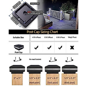 Solar Post Lights Outdoor, 4x4 Post Solar Lights Fits 4x4 5x5 6x6 Wood Post, Fence Post Solar Lights 160 LM IP65 Waterproof, Solar Deck Post Lights for Patio Garden Decor Landscape Lighting