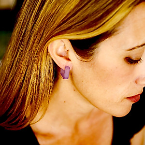 Black Frosted Small Geometric Square Hoop Earrings - SQSM-BK-1