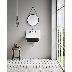 Kingston Brass GCLWS22187 Petra Galley 22" x 18" Cast Iron Wall Mount Utility Sink, White