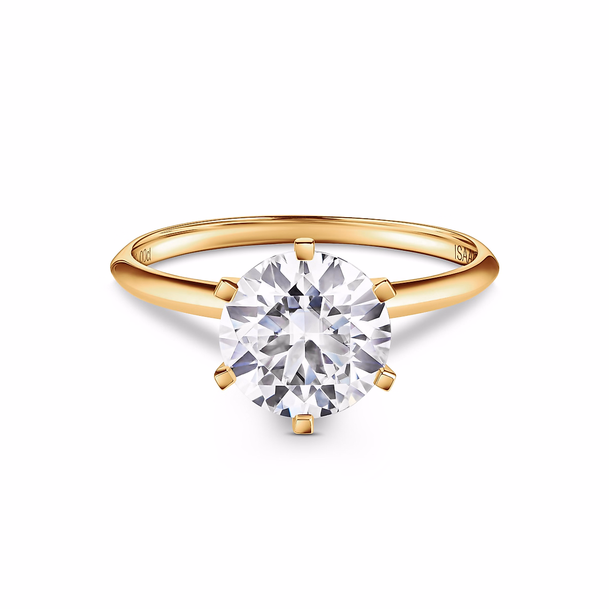 ISAAC WOLF D VVS1 3 Carats Genuine Flawless Moissanite Diamond Solitaire Engagement Ring 14K Solid White, Yellow OR Rose GOLD (Yellow Gold, 8)