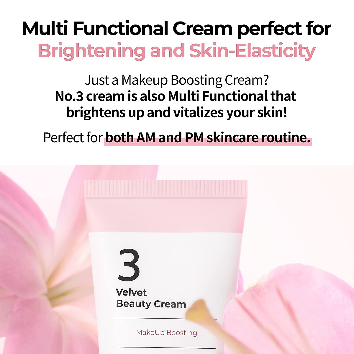 numbuzin No.3 Velvet Beauty Cream | Hydration, Textured Skin, Poreless, Smooth Skin, Makeup Prep, Primer, Niacinamide | Korean Skincare | 2.02 fl. oz.
