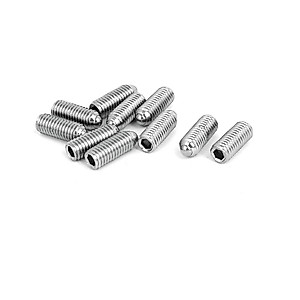 uxcell M8x20mm 304 Stainless Steel Spring Hex Socket Ball Point Grub Set Screws 10pcs