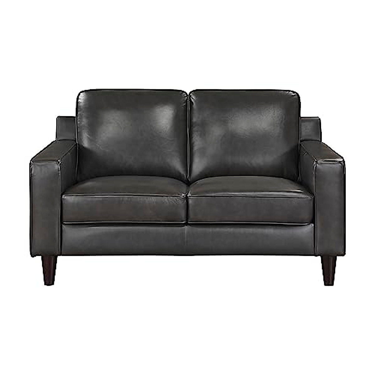 Lexicon Yesenia Leather Match Living Room Loveseat, Gray