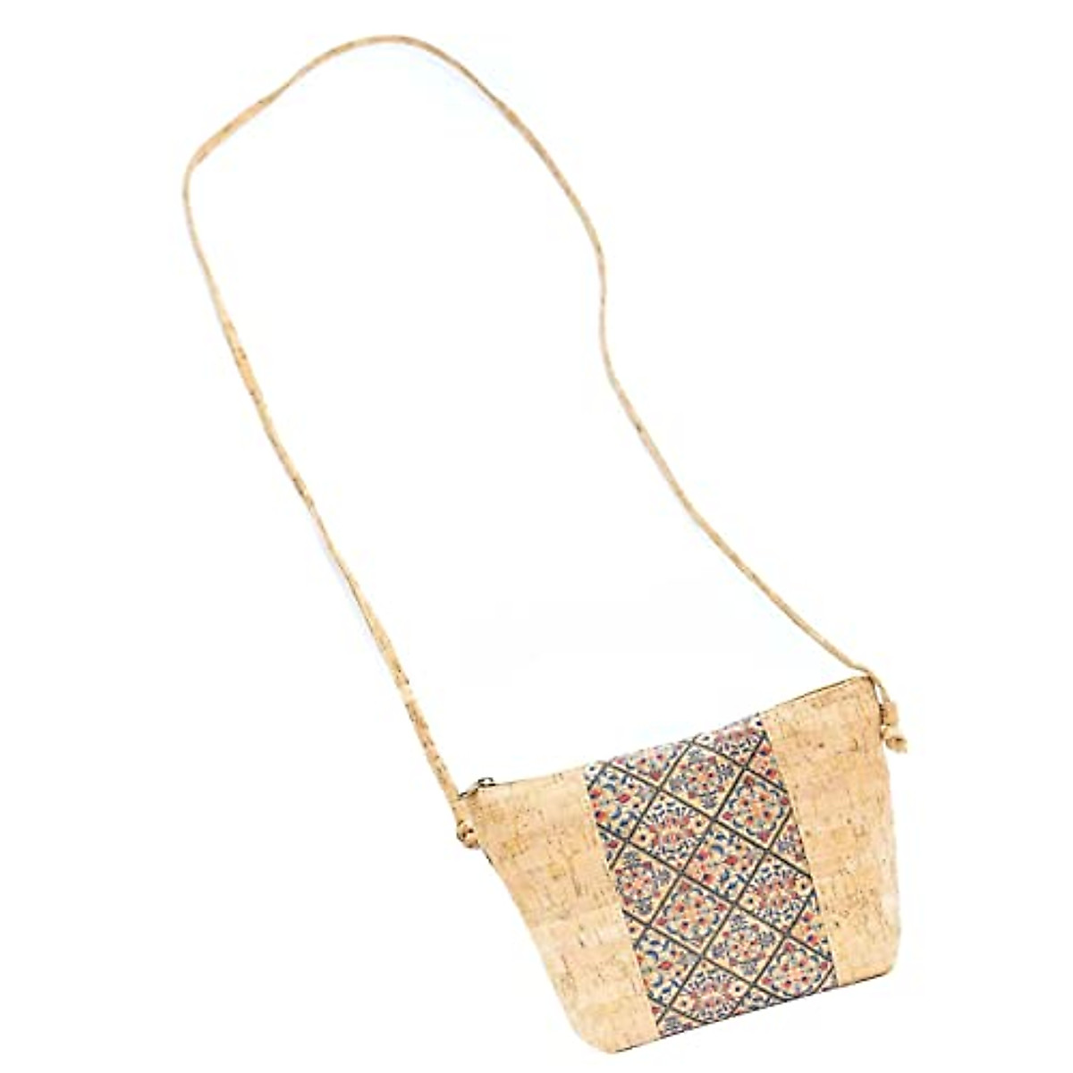 Tile Pattern Handmade Portuguese Cork Crossbody Purse for Women