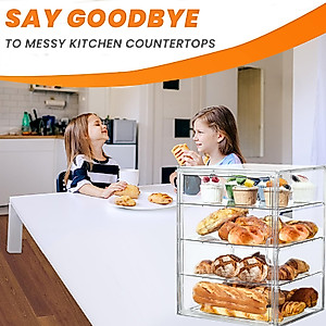 Bread Box,Large Bread Boxs for Kitchen Countertop - 4 Layers Adjustable Bread Storage Container, Clear Boxes for Kitchen Counter, Breads Box Airtight,Bread Holder,Perfect for Bagel, Muffins
