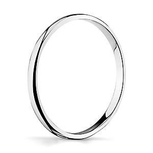 14k White Gold 2mm Plain Wedding Band Light Comfort Fit Ring