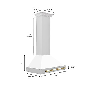 ZLINE 30 in. Autograph Edition Convertible Stainless Steel Range Hood with White Matte Shell and Polished Gold Accents (KB4STZ-WM30-G)