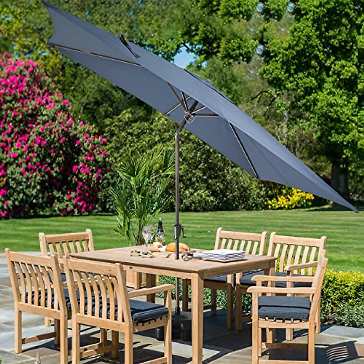 COBANA 6.6 x 9.8ft Rectangular Patio Umbrella, Outdoor Table Market Umbrella with Push Button Tilt/Crank, Dark Blue