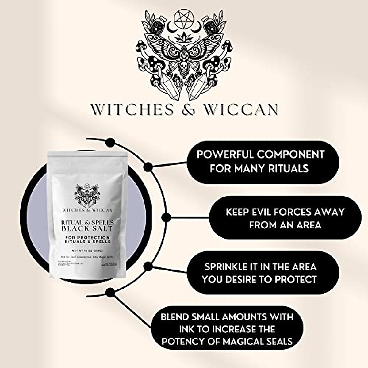 Black Salt for Protection Rituals, Wiccan Supplies, Sal Negra para Rituales de Brujeria - 1.75 lb Pack (14 oz Bag x 2) - Witches & Wiccan Witchcraft Supplies