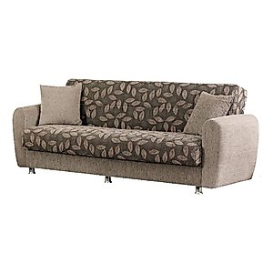 Empire Furniture USA Chestnut 2016 Collection Convertible Sofa Bed with Storage Space Including 2 Pillows, Light Brown