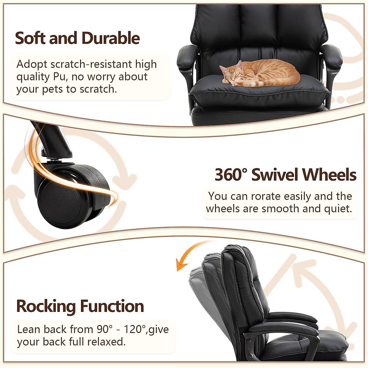 ZSQN Comfy Office Chair Soft and Double Padded Computer Desk Chairs for Long Hours Executive Office Chair with Height Adjustment Work Chairs for Home Office Black