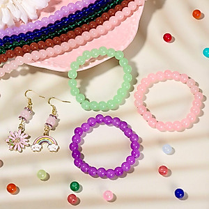 720pcs 8mm Glass Beads for Jewelry Making, 24 Colors Glass Beads for Bracelet Making, Beaded Bracelets Kit for Bracelet Earring Necklace Jewelry Making Supplies