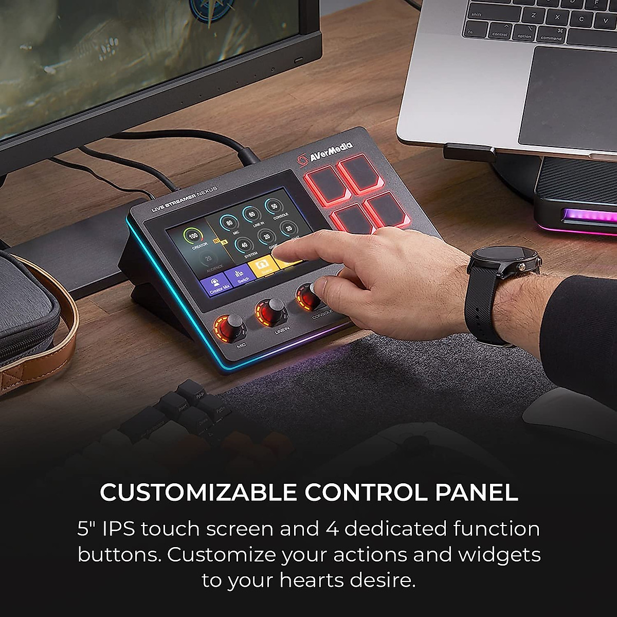 AVerMedia Live Streamer AX310 Creator's Control Center + Live Steamer MIC 330 Dynamic Microphone. Content creator live streaming and broadcasting bundle