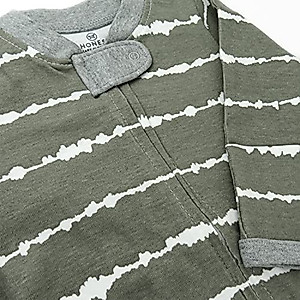HonestBaby Baby Organic Cotton Footed Sleep & Play Pajamas, Shibori Stripe Gray, Newborn