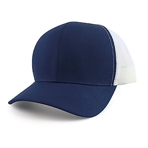 Trendy Apparel Shop Oversize XXL Structured Trucker Mesh Baseball Cap - Navy White - 2XL