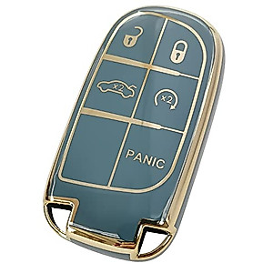 Guibuhuse TPU Protective Remote Key Fob Cover Fits for Jeep Grand Cherokee 2014-2021 Dodge Charger 2012-2018 2017 2018 2016 Wrangler Compass Renegade Patriot Grand Comander