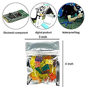 Luckycivia 100 PACK Resealable Clear Ziplock Smell Proof Pouch Aluminum Foil Zip Lock Bulk Food Storage Bag, Plastic Aluminum Material,3x4 inch