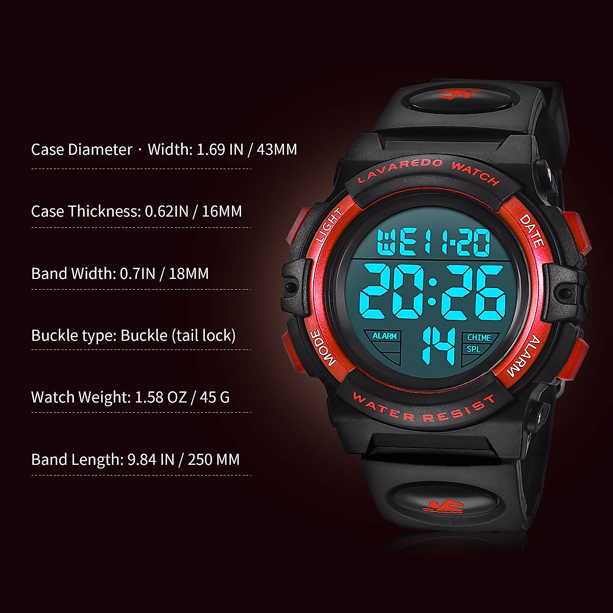 A ALPHA Boys Watch, Digital Sport Outdoor Multifunctional Chronograph LED 50 M Waterproof Alarm Calendar Analog Watch for 3-15 Year Old Boys, Rubber Band