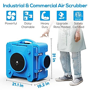 CADPXS Shield-550 Negative Machine Airbourne Cleaner HEPA Scrubber Water Damage Restoration Equipment Air Purifier, Air Scrubbers