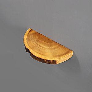[PJ Collection] Small Live Edge Floating Wall Shelf with Paulownia Wood, Natural Wood Shelf, Floating Wall Shelf, Handcrafted Wall Shelf, Live Edge Wall Shelf