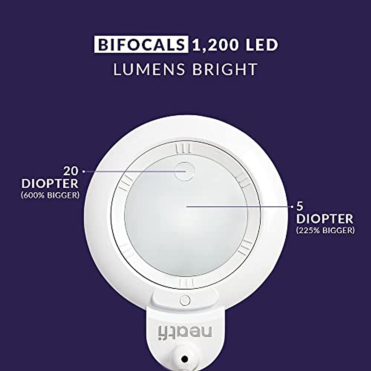 Neatfi XL Bifocals 1,200 Lumens Super LED Magnifying Lamp with Clamp, 3 Light Modes, Correlated Color Temperature Control (3000K-4500K-6000K), 12W, 120 Pcs SMD LED (White, 6 Inch Lens)
