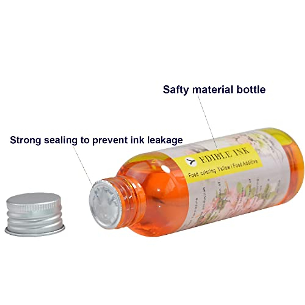 Topwang 4 Colors 100ML/Bottle Food Grade Bakey Ink refillable for Canon PGI-250 PGI270 PGI-280 Ink Cartridges Ca ke Ink C AKE Maker Print on Sugar Paper/Frosting Icing Sheet, Black,Cyan,Mageta,Yellow