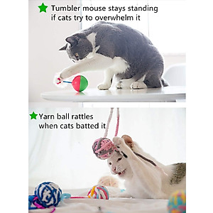 PETFAVORITES 24 Cat Toys Kitten Catnip Toys Variety Pack - 3 Way Tunnel, Interactive Wand, Fish, Mouse, Crinkle Balls, Kitty Chew Toys, Feather - Deluxe Toy Set for Christmas Birthday, Color Random