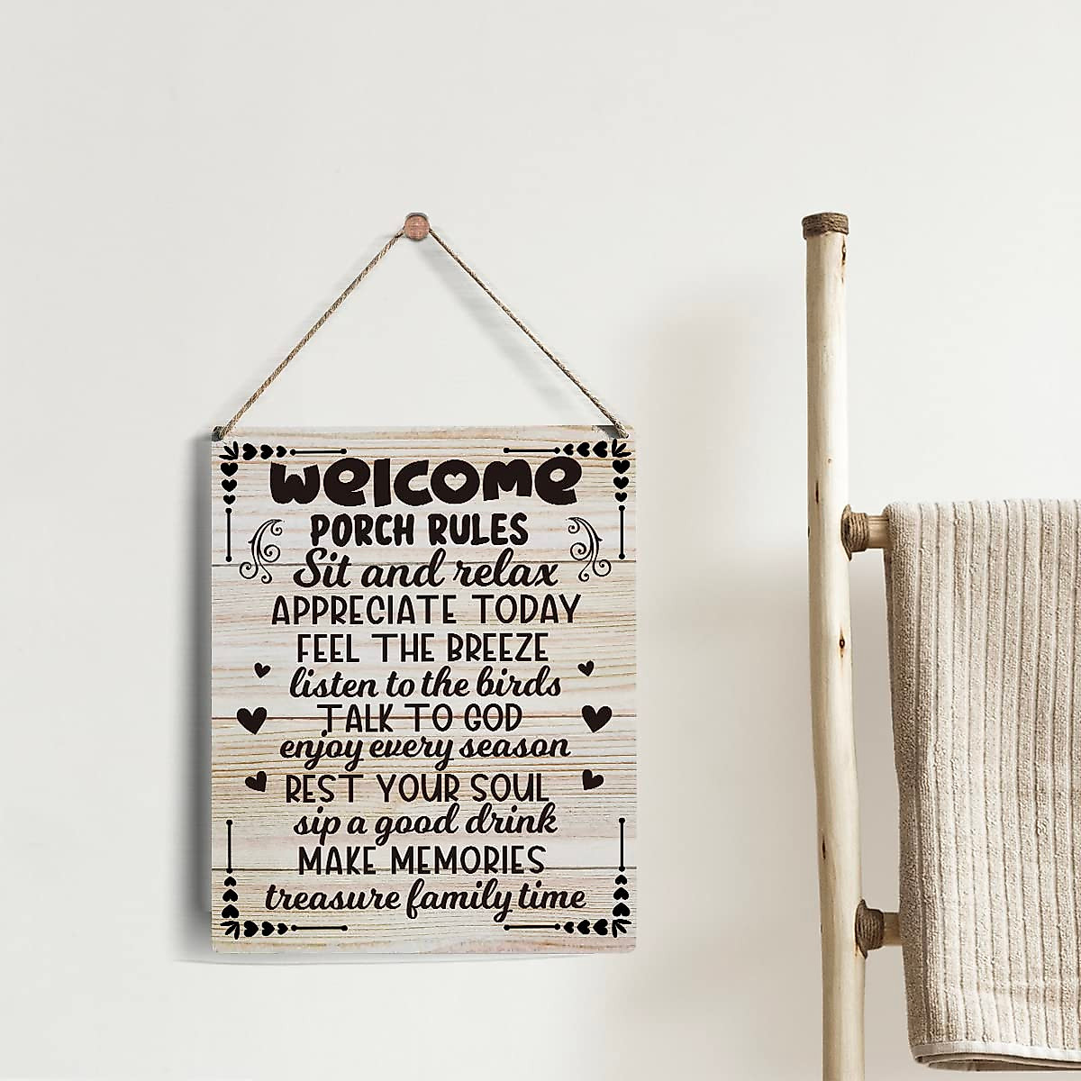 Porch Rules Sign Gifts, Rustic Sit and Relax Appreciate Today Porch Wooden Signs Wood Plaque Hanging Sign Home Porch Decor 8 x 10 Inches