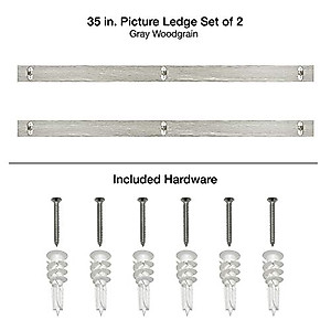 MCS Picture Ledge Shelf, Room Decor Floating Shelf, Gray Woodgrain, 35 Inch, Set of 2