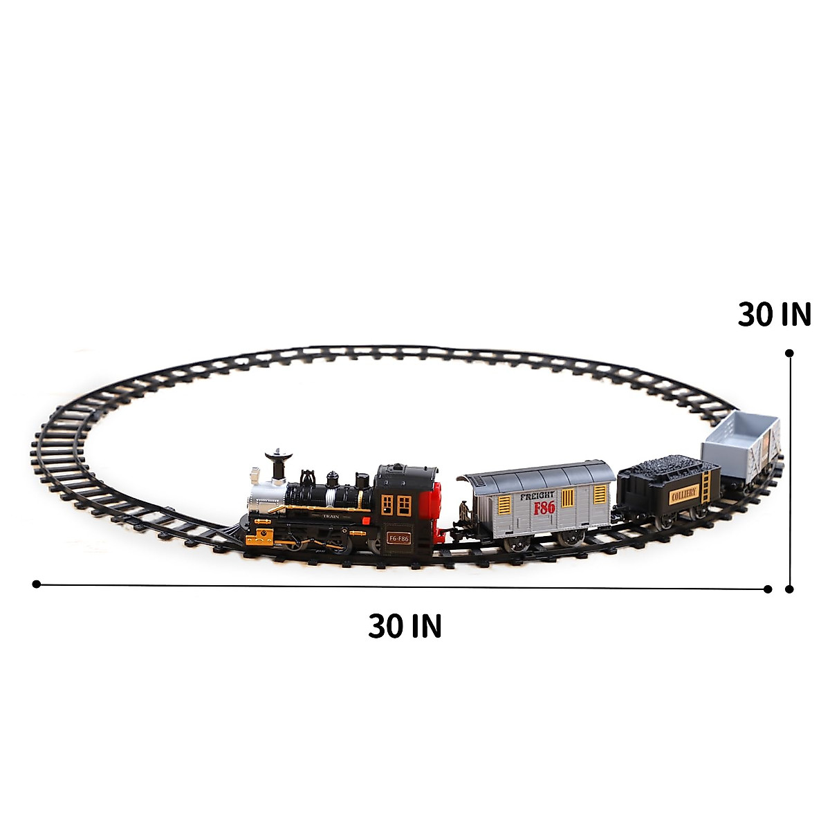 iHaHa Electric Train Set for Kids, Battery-Powered Train Toys Include Locomotive Engine, 3 Cars and 10 Tracks, Classic Toy Train Set Halloween Birthday for 3 4 5 6 Years Old Boys Girls