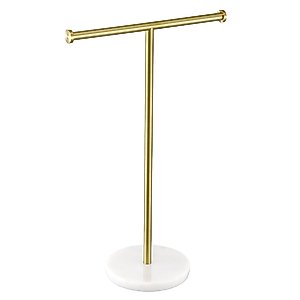 KES Gold Towel Rack Countertop, Hand Towel Stand 16.5" Height T-Shape Bath Towel Rack, Hand Towel Holder with Marble Base, Small Towel Rack Weighted Base SUS304 Stainless Steel, BTH205S14B-BZ