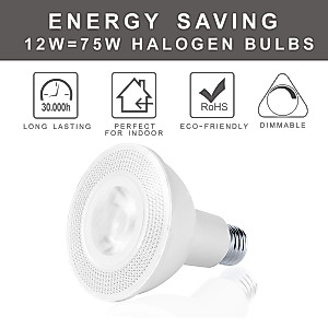 FTL PAR30 LED Bulb 3000K Warm White Long Neck Flood Light Dimmable 12W 1300lm E26 40 Degree 75W Halogen Spot Replacement for Outdoor Indoor Recessed Can Lighting 4-Pack