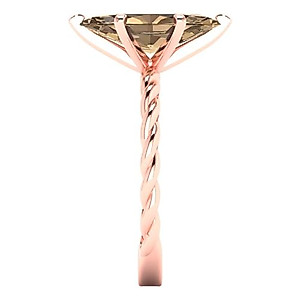 Clara Pucci 2ct Marquise Cut Solitaire Rope Knot Champagne Simulated Diamond 6 Prong Engagement Anniversary Ring 18K Rose Gold 5.75