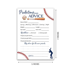 BASEBALL Prediction and Advice Cards - Pack of 25 - Sports Navy Blue BOY Baby Shower Games, Wishes for New Parents Mom & Dad to be Mommy & Daddy Message Little Slugger Shower Activity G900-PDAV
