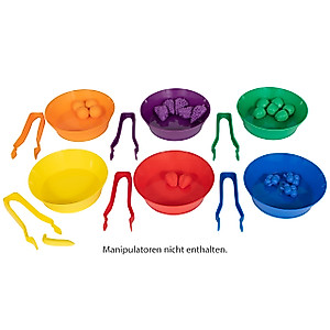 edxeducation Sorting Bowls & Tweezers - Set of 12 - 18m+ - 6 Colors - Counting and Sorting Toy for Toddlers - Early Math and Fine Motor Skills
