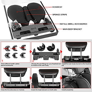 Car Seat Headrest Pillow, Car Neck Pillow with Upgrade Neck Cushion, Detachable Head Neck Support Car Accessories, Font/Back Seat Travel Sleeping Seat Pillow for Kids Teenagers Adults Elders （Black）