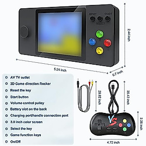 Murcycle 3D Rocker Retro Handheld Game Console with 500 Classic FC Games, 3.0 inches Screen Portable 800mAh Battery Rechargeable Video, Support TV & Two Players Present for Kids & Adults (Black)