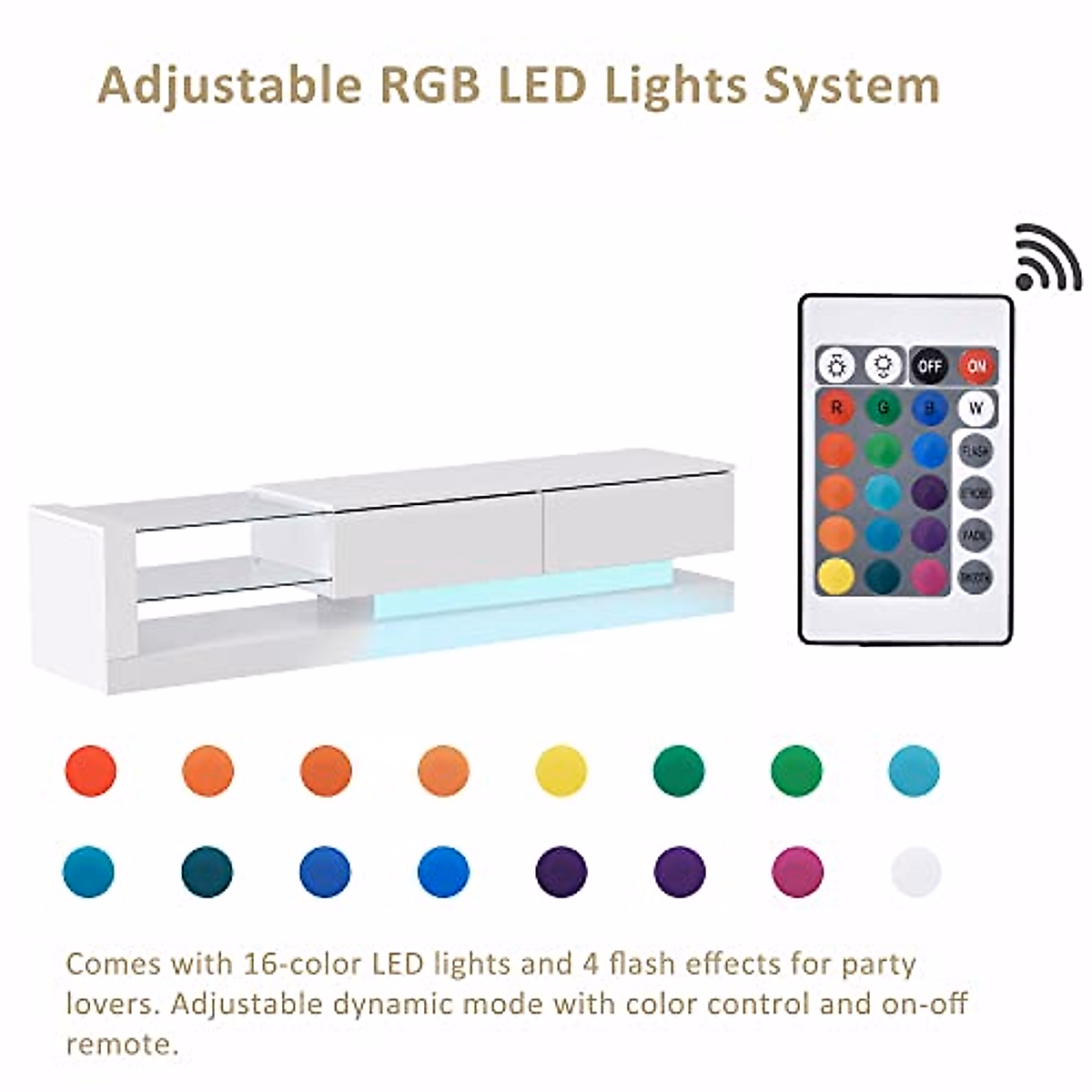 BAMACAR LED Long TV Stand For 80 Inch TV, Stand TV 70 Inch Modern White Entertainment Center With Storage, 70 75 80 Inch TV Stands For Living Room, TV Stand with Storage Large TV Stand with 75 Inch TV