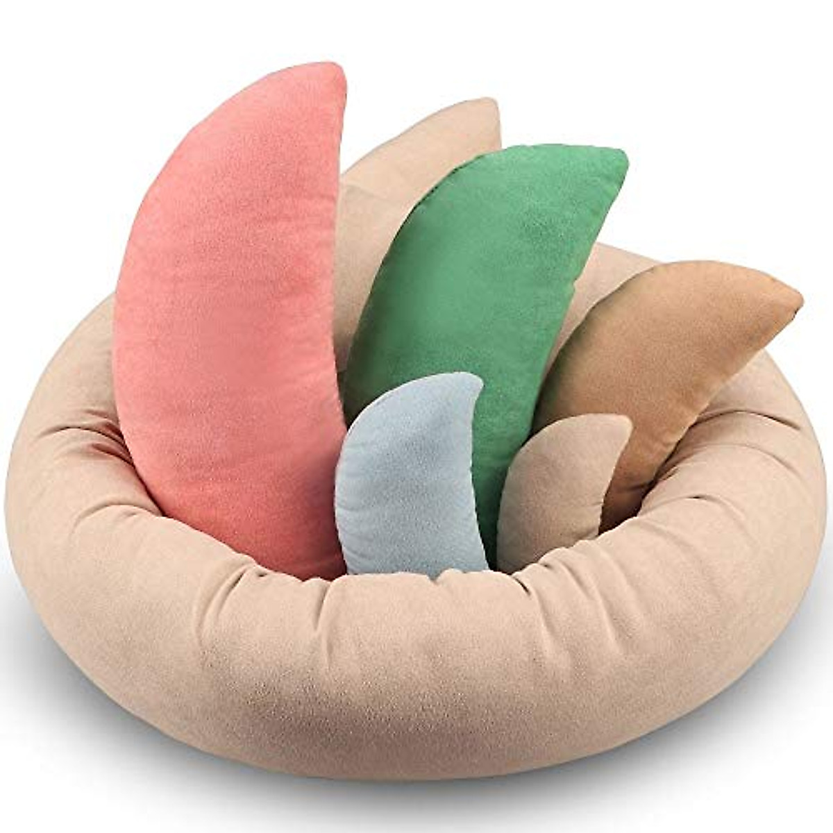 Newborn Photography Props, Ultra-Soft Baby Donut Posing Pillows, Professional Baby Photo Props Set Fits 0-6 Months Baby,Pack of 6, Multicolor