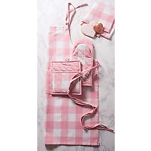 DII Buffalo Check Kitchen Collection, Classic Farmhouse Dishtowel Set, 20x30, Pink &White, 3 Piece