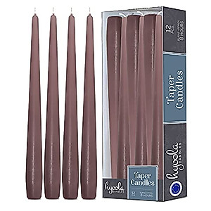 Hyoola Tall Taper Candles - 10 Inch Mauve Pink Unscented Dripless Taper Candles - 8 Hour Burn Time - 12 Pack