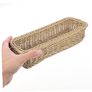 Rattan Storage Basket, Kitchen Utensil Holder Woven Rectangular Storage Baskets Rattan Flatware Tray Cutlery Holders Tableware Storage Box 26X9X8CM